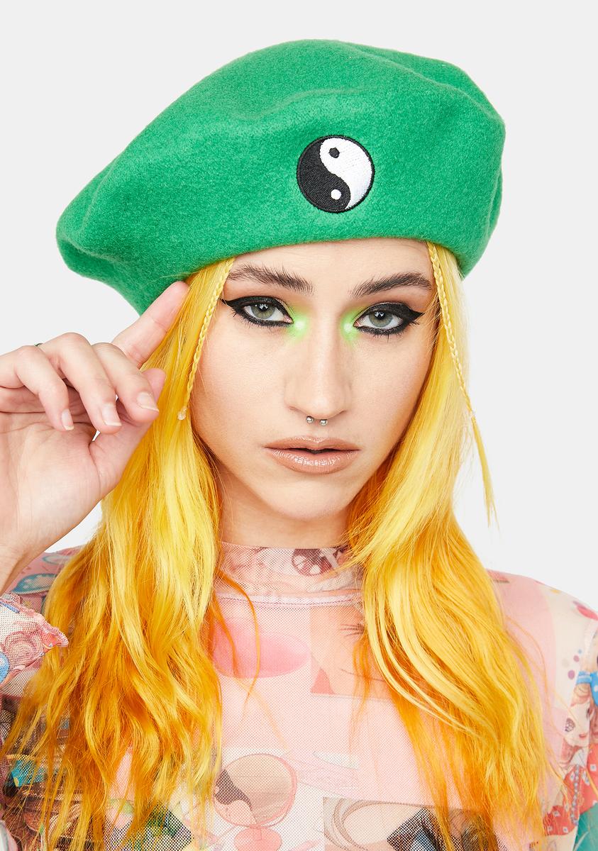 NGOrder Yin Yang Embroidered Wool Beret - Green – Dolls Kill