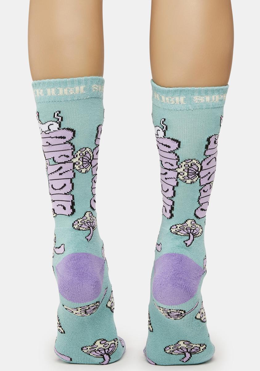 RIPNDIP Psychedelic Mushroom Nermal Crew Socks - Purple#N##N# – Dolls Kill