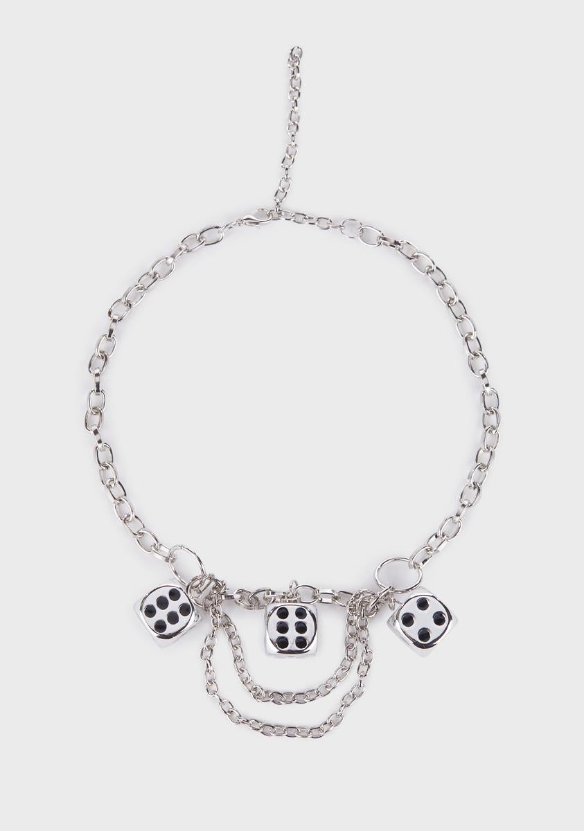 Dice Chain Choker - Silver – Dolls Kill