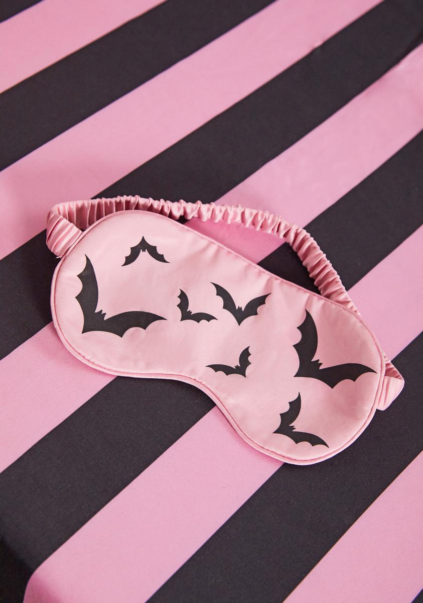 Dolls Home Bat Print Mask Pillowcase Set - Pink/Black – Dolls Kill