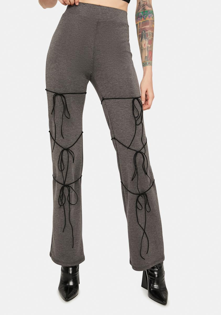 Tied High Waist Flares - Gray – Dolls Kill