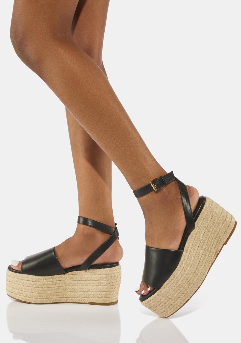 Lemon Drop by Privileged Tweed Vegan Leather Platform Wedge Sandals ...