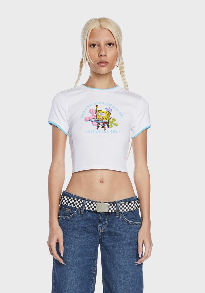 Dolls Kill x SpongeBob Graphic Layered Baby Tee - White