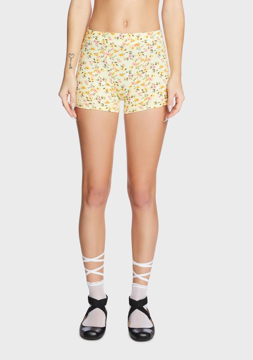 Behind Closed Drawers Printed Boxer Briefs - Yellow Floral – Dolls Kill