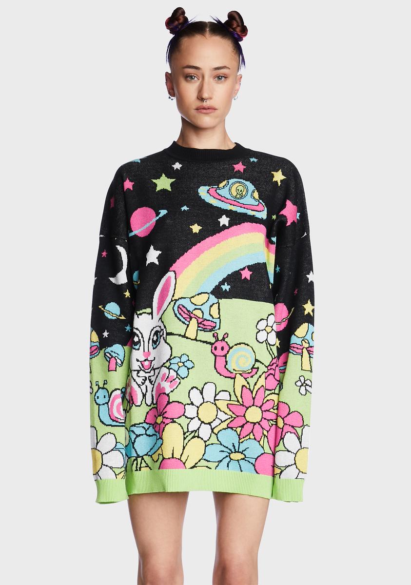 Current Mood Night Scene Intarsia Oversized Sweater - Multi – Dolls Kill