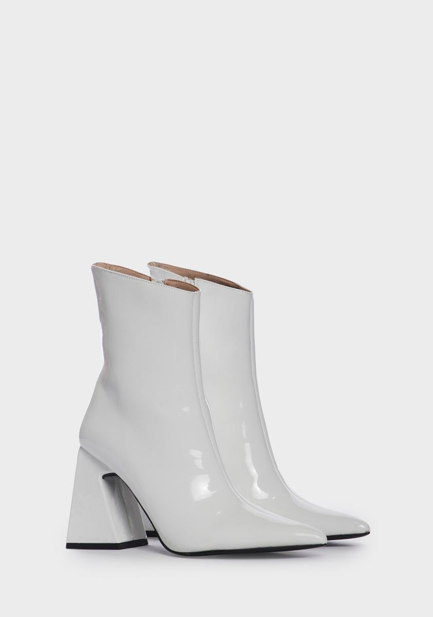 Public Desire PVC Heeled Boots - White – Dolls Kill