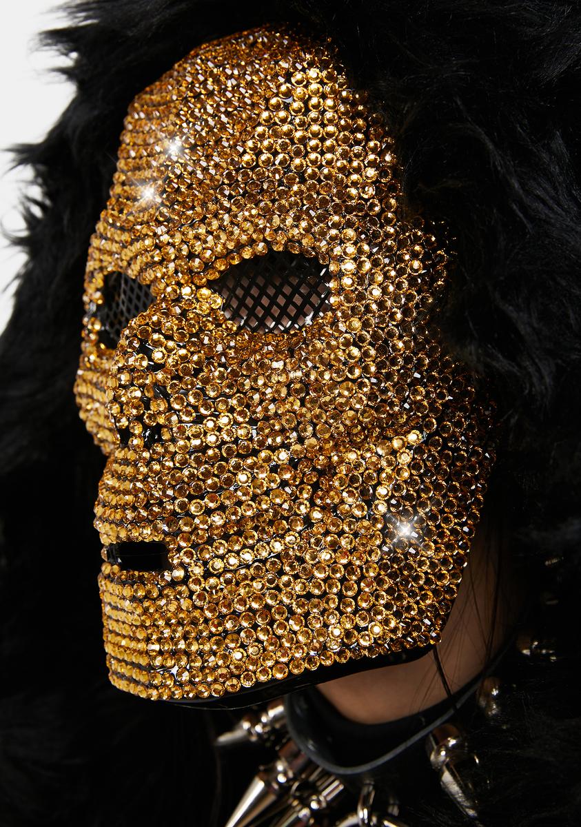 Rhinestone Skull Full Face Mask - Bronze – Dolls Kill