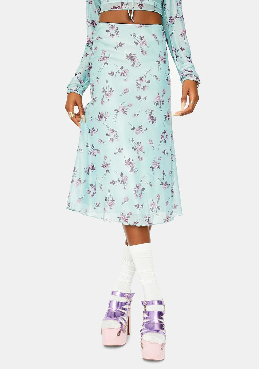 Motel Lilac Rose Khaki Taura Midi Skirt – Dolls Kill