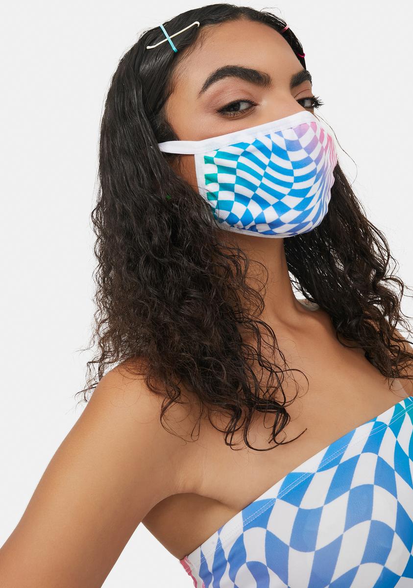 Delia's Warped Checkered Face Mask - Rainbow – Dolls Kill