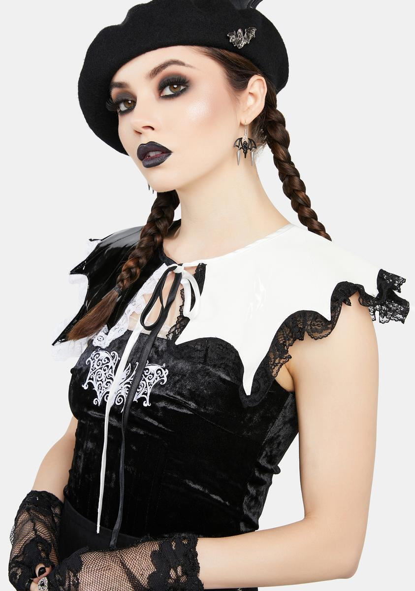 Two Toned Color Blocked Bat Wing Collar - Black/White – Dolls Kill