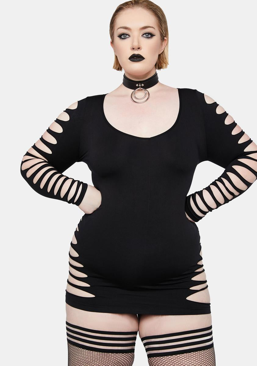 Plus Size Long Sleeve Cutout Mini Dress - Black – Dolls Kill