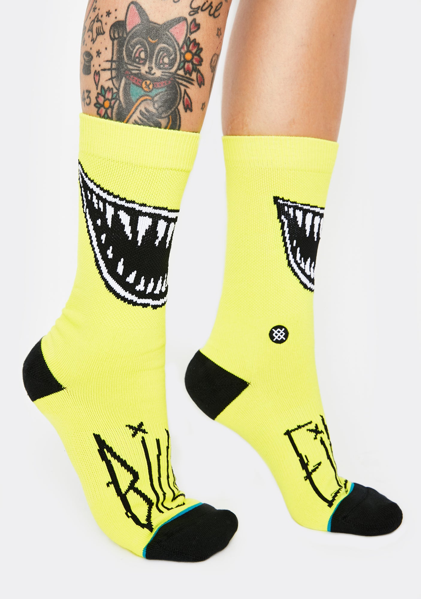 Yellow Grin Crew Socks – Dolls Kill