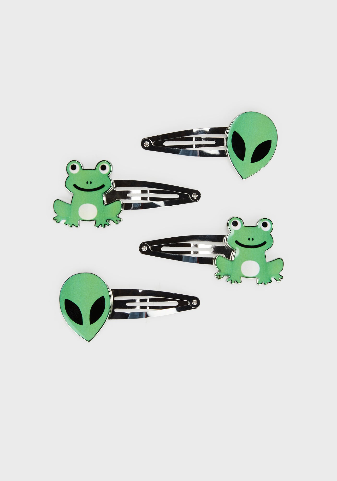 Alien Frog Hair Clips Set - Green – Dolls Kill