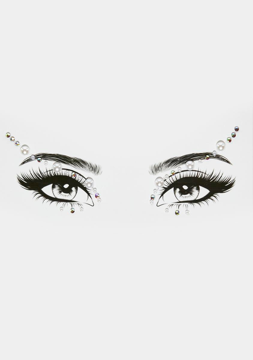 Pearl Rhinestone Eye Jewels - Silver/Pearl – Dolls Kill