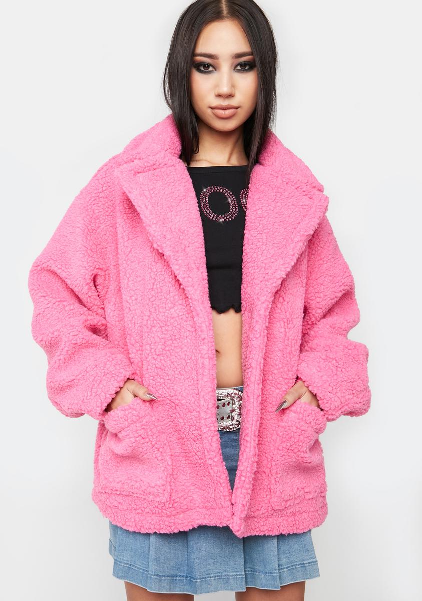Teddy Jacket Coat - Pink – Dolls Kill