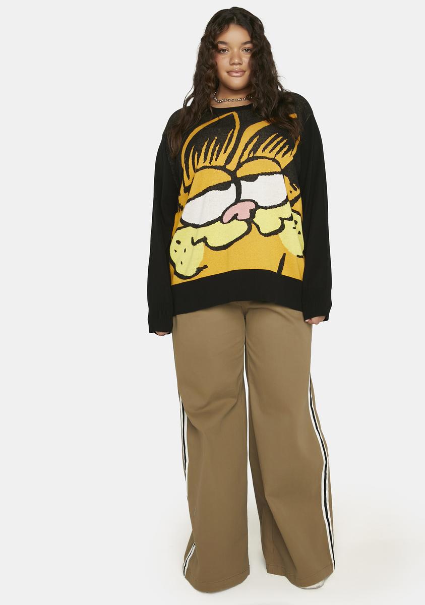 Plus Size Dolls Kill X Garfield Intarsia Oversized Knit Sweater - Black