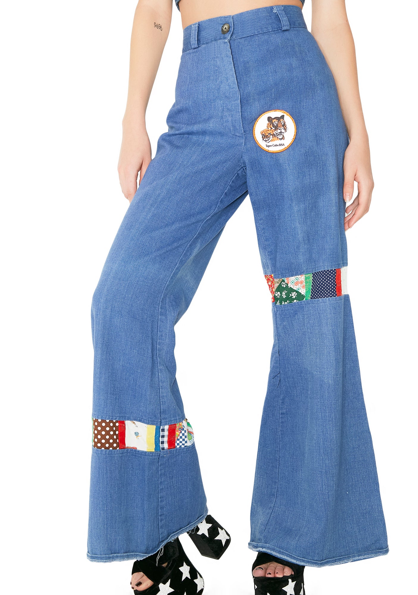 Vintage Denim Patchwork Bell Bottoms – Dolls Kill