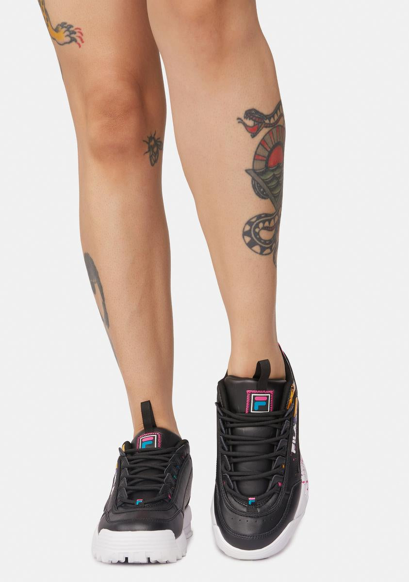 Fila Paint Splatter Platform Sneakers - Black – Dolls Kill