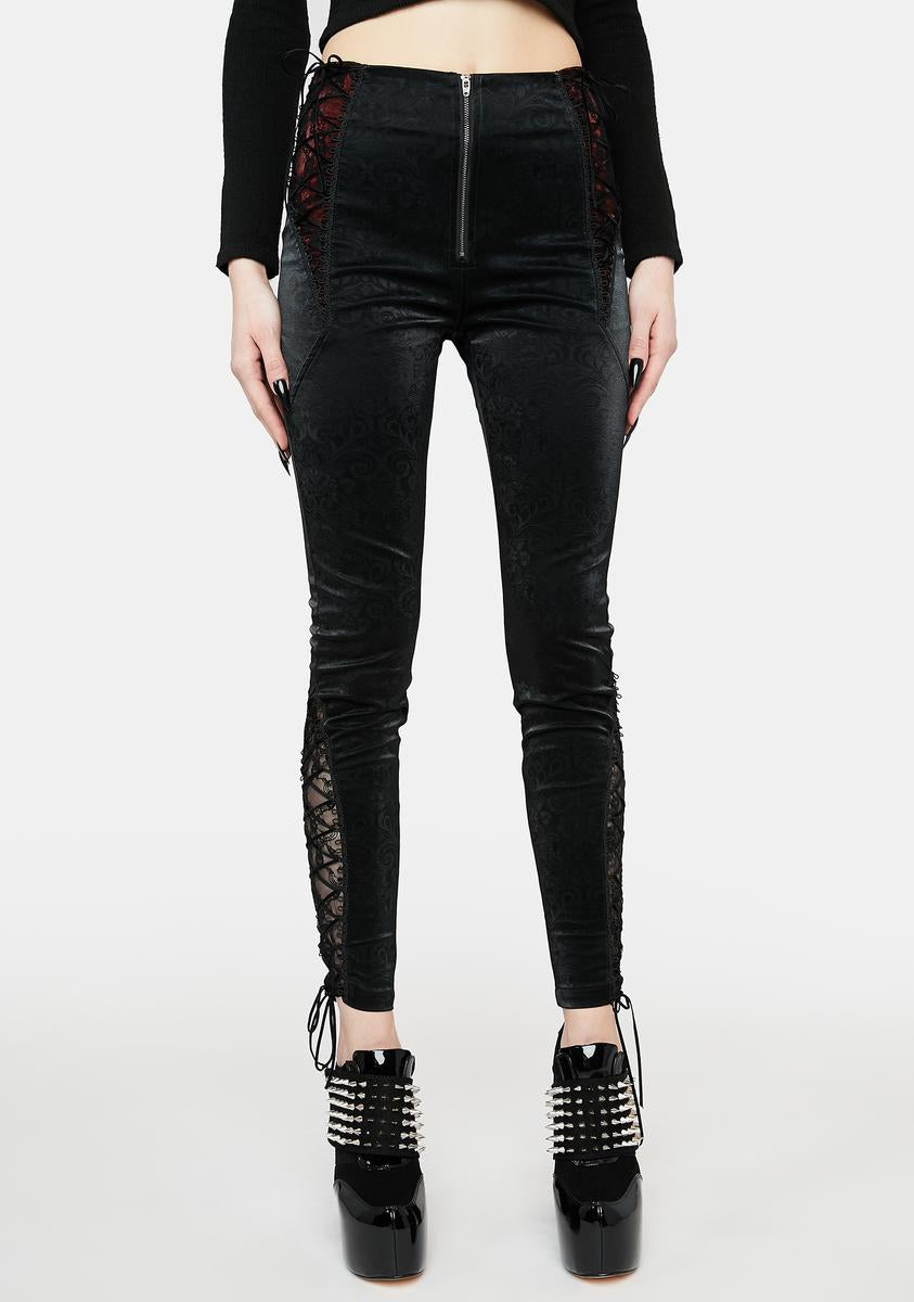 Devil Fashion Velvet Sheer Lace Up High Waist Pants – Dolls Kill