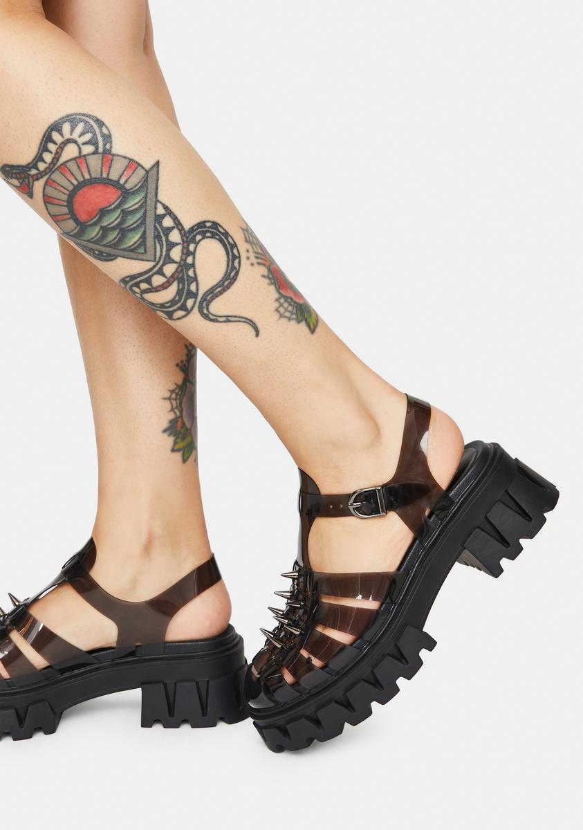 Koi Footwear Slinky Platform Studded Sandals – Dolls Kill