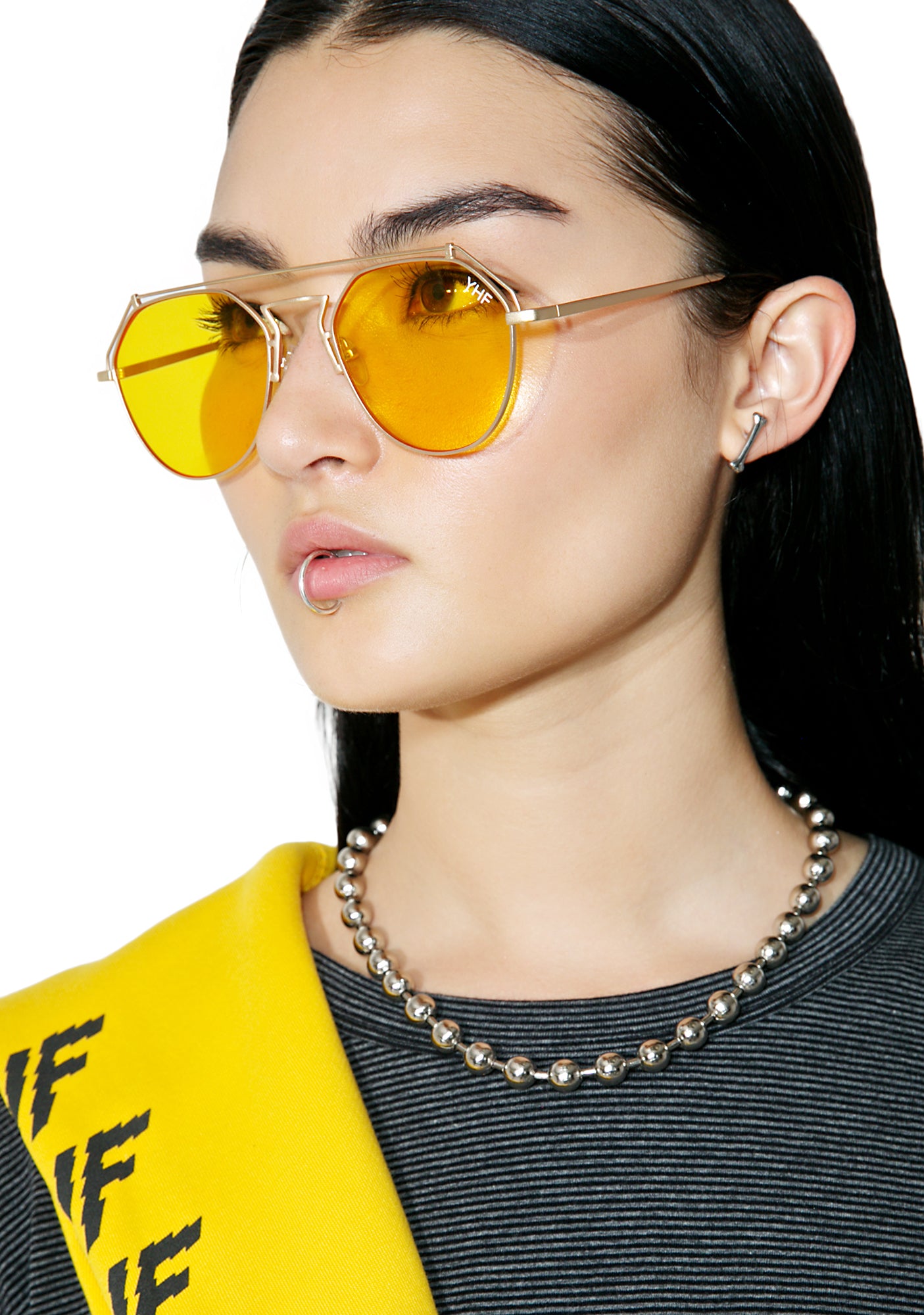 Yellow Stephanie Matte Sunglasses – Dolls Kill