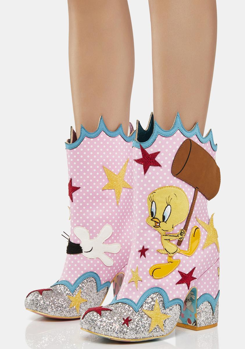 Irregular Choice Tweety Bird Sylvester Boots - Pink/Blue/Silver – Dolls ...