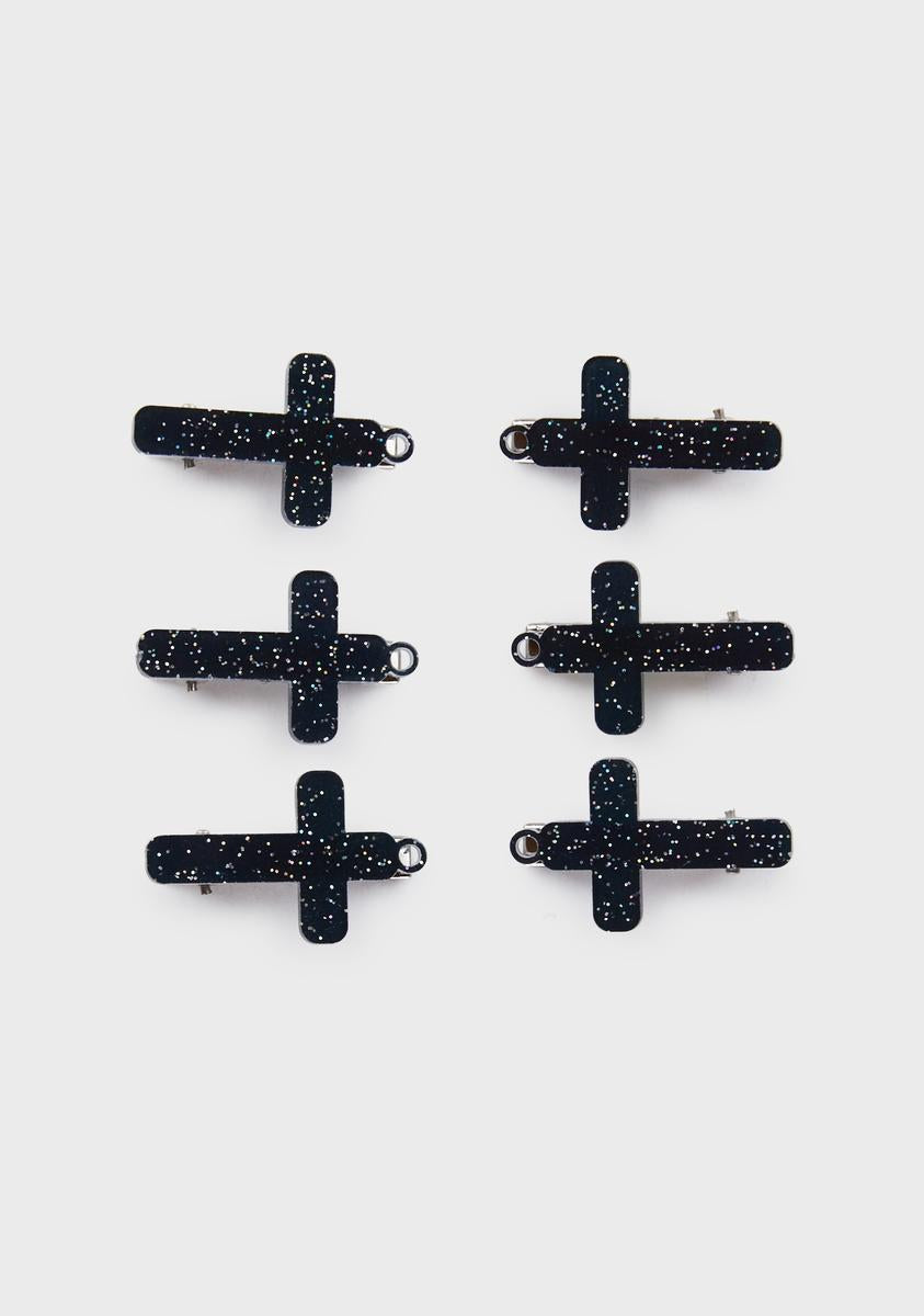 Glitter Cross Shaped Hair Clips Pack - Black – Dolls Kill