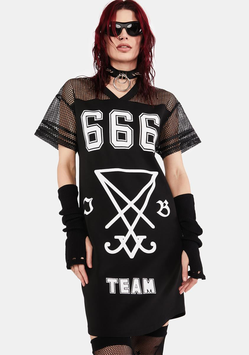 Mesh Short Sleeve 666 Team Occult Graphic Mini Dress - Black – Dolls Kill