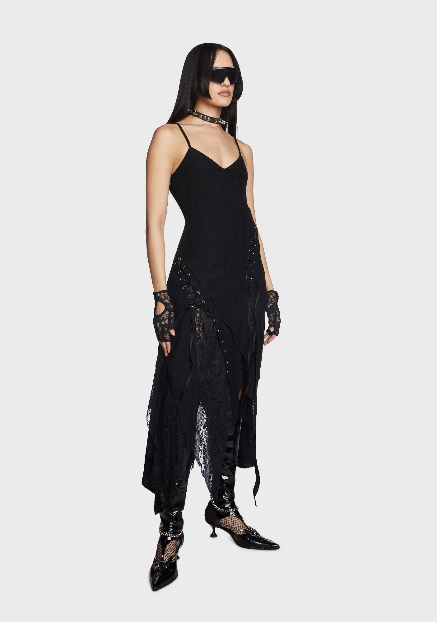 Punk Rave Knit Webbed Mesh Midi Dress - Black – Dolls Kill