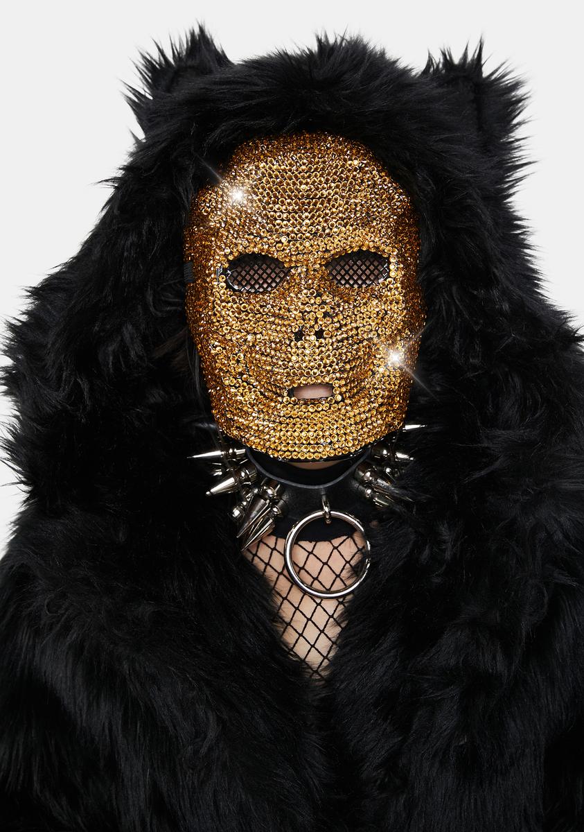 Rhinestone Skull Full Face Mask - Bronze – Dolls Kill