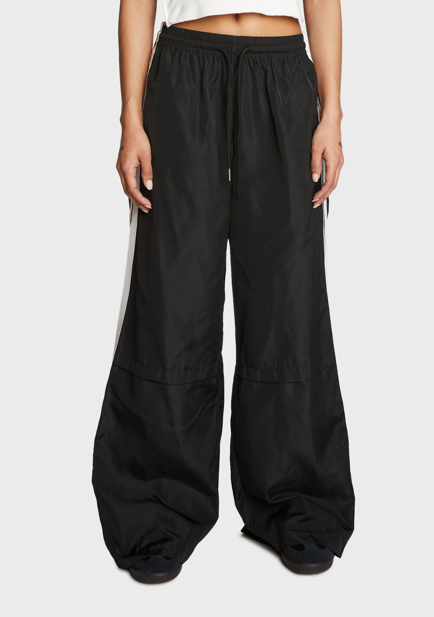 Edikted Low Rise Striped Track Pants - Black – Dolls Kill