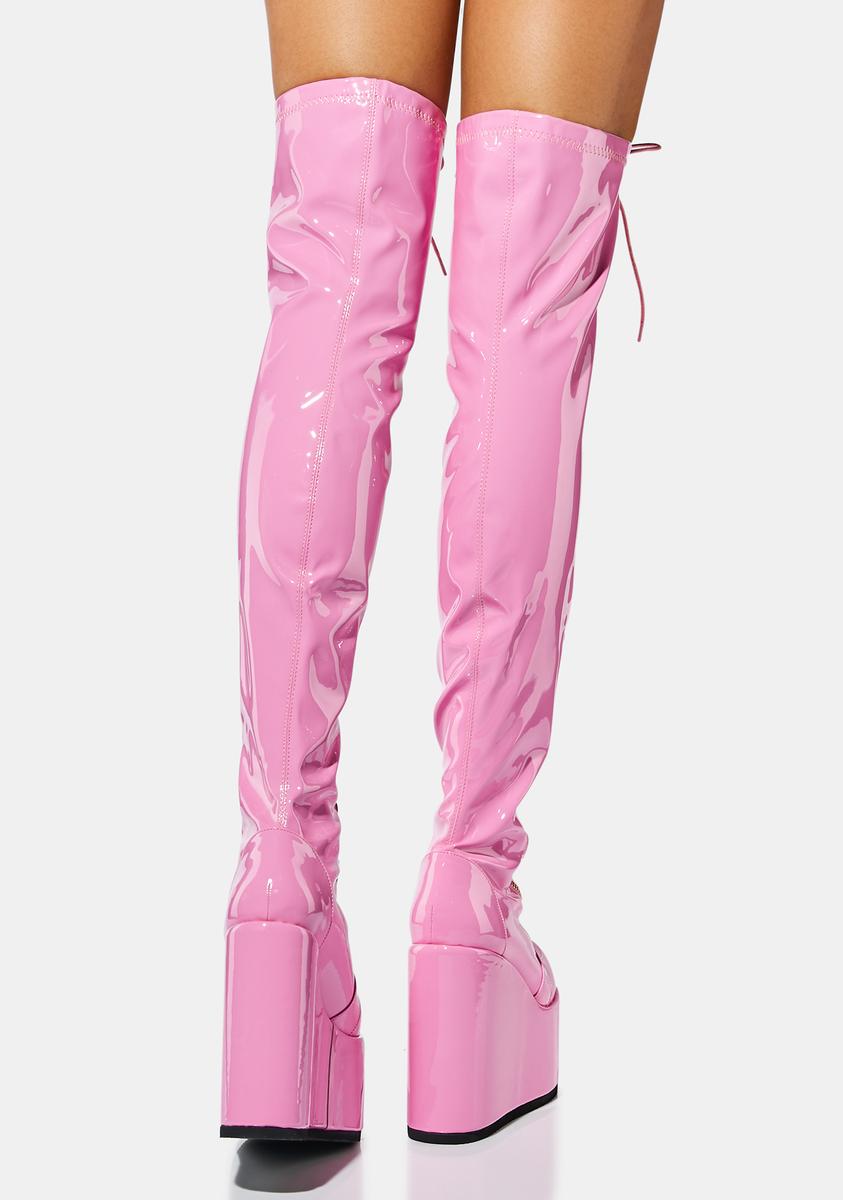 Lemon Drop By Privileged Platform Lace Up Boots - Pink – Dolls Kill