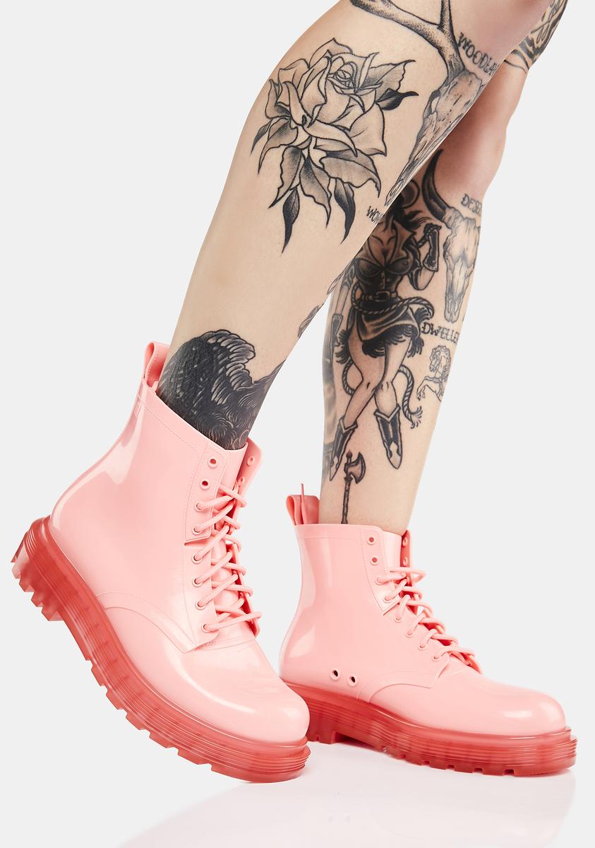 Melissa PVC Platform Combat Boots - Pink – Dolls Kill