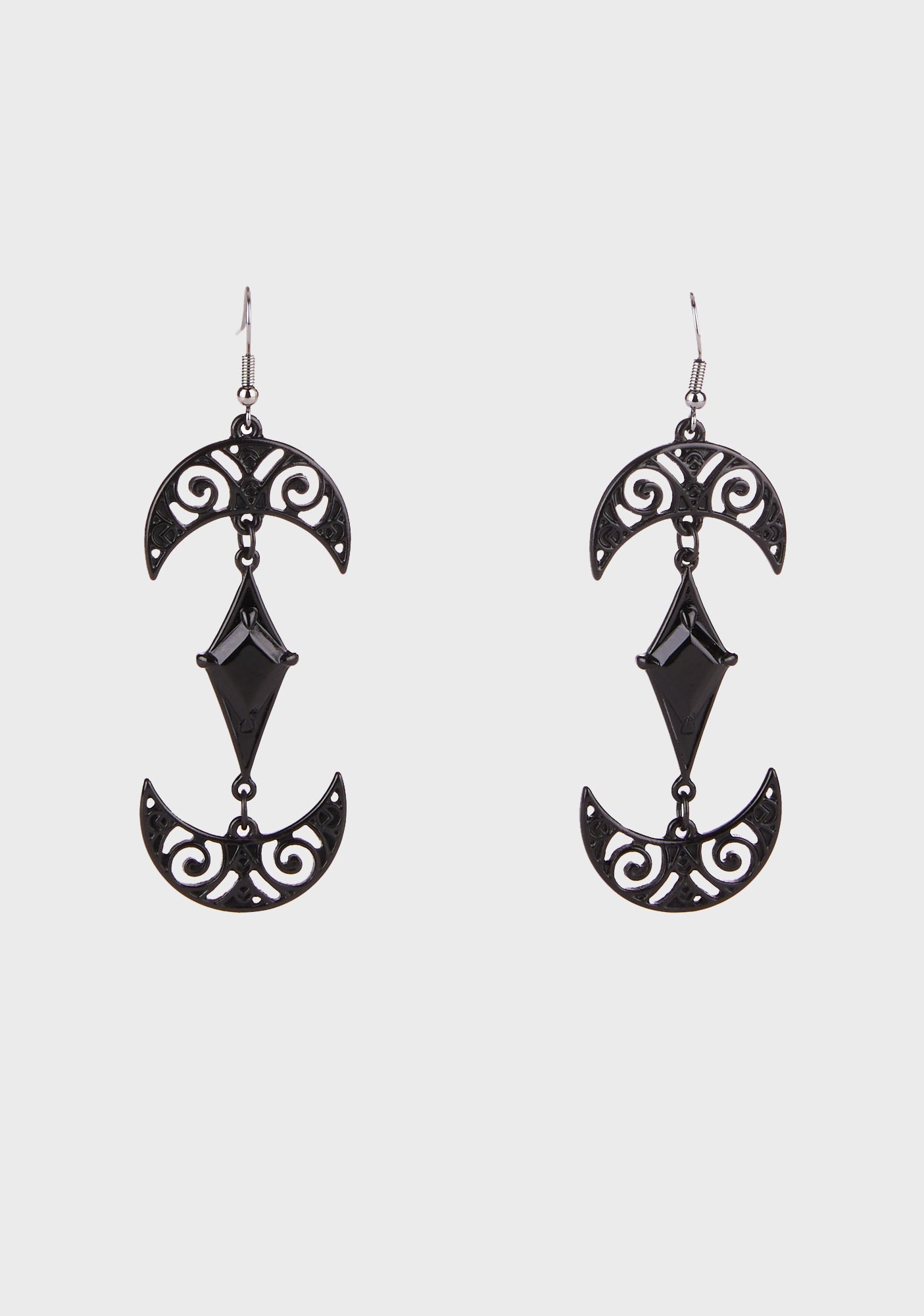 Abstract Hardware Dangle Earrings - Black – Dolls Kill
