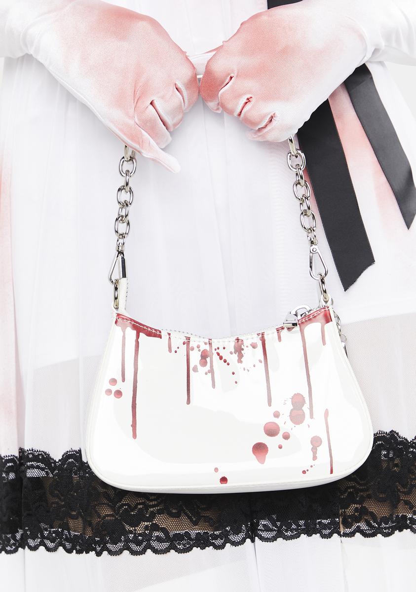 Trickz N' Treatz Blood Splatter Baguette Shoulder Bag - White – Dolls Kill