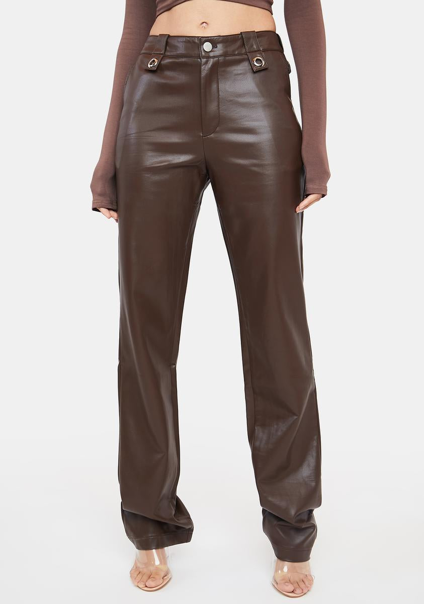 The Kript Wide Leg Vegan Leather Brown Woffie Pants – Dolls Kill