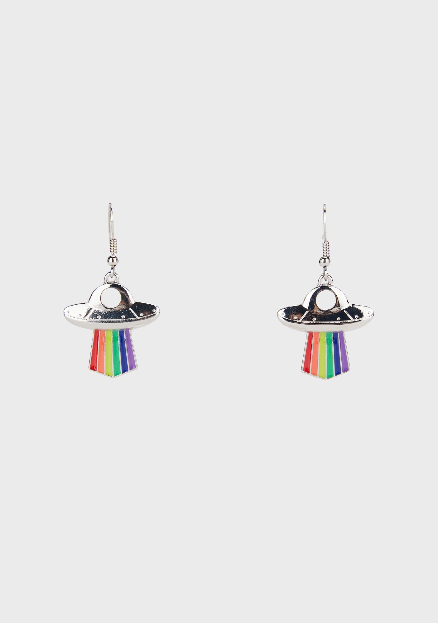 Rainbow UFO Drop Earrings - Silver – Dolls Kill