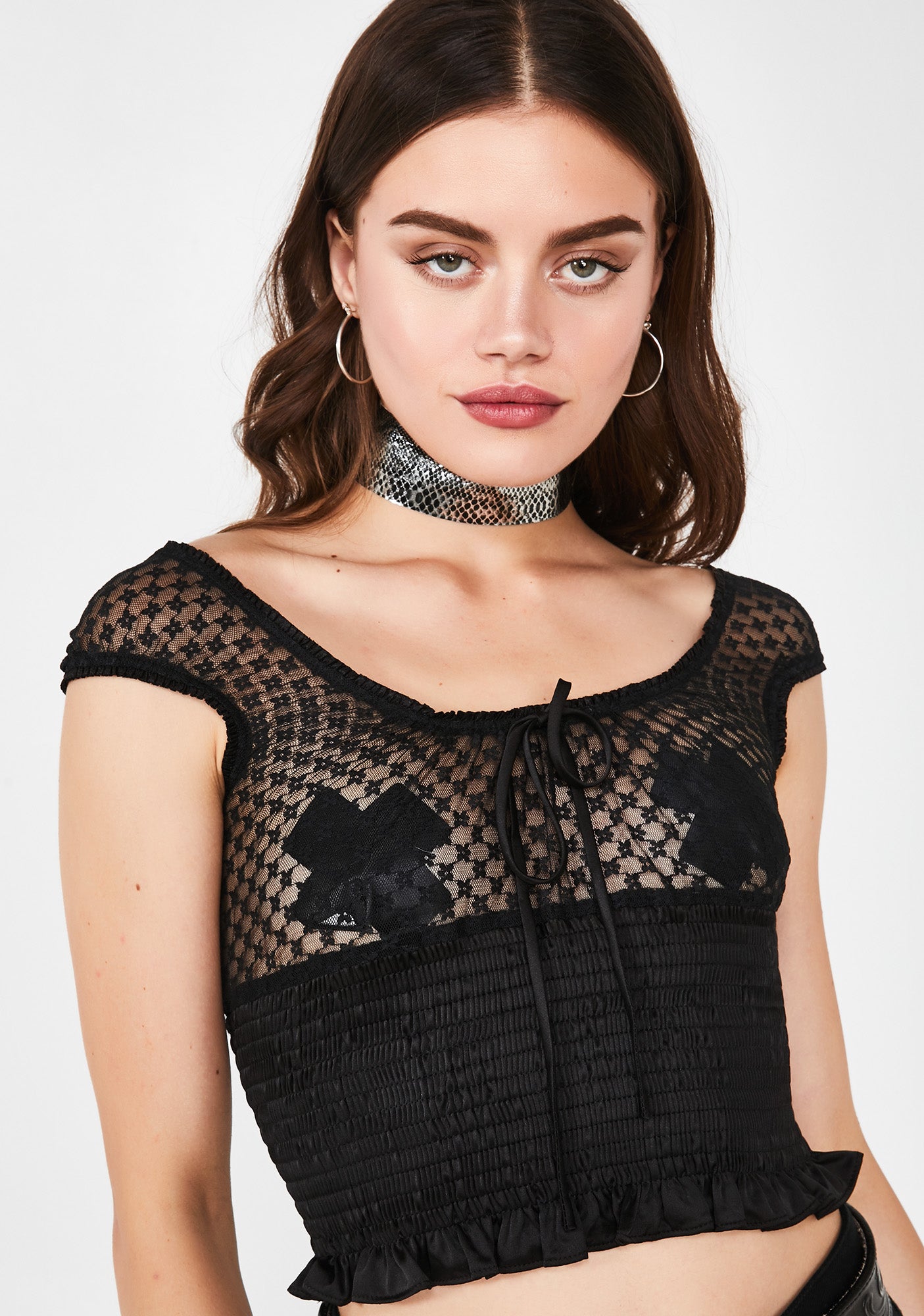 Lace Crop Top Smocked Bodice – Dolls Kill