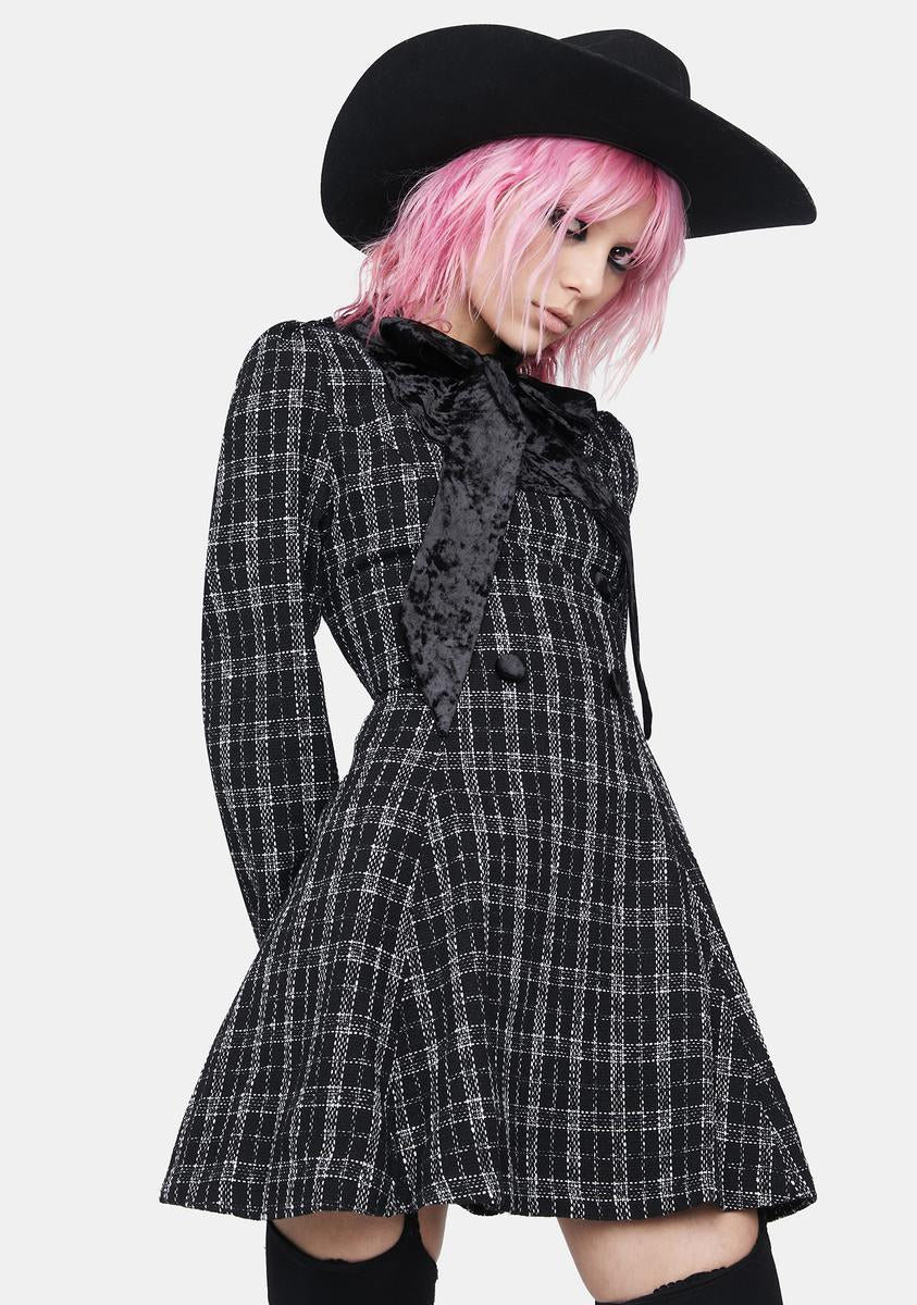 Punk Rave Bow Collar Plaid Dress – Dolls Kill
