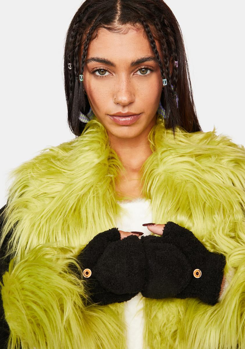 Fingerless Fuzzy Gloves - Black – Dolls Kill