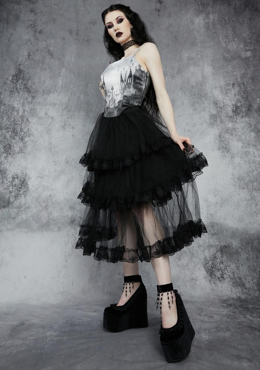 Widow Velvet Cross Chain Charm Platform Wedges - Black – Dolls Kill