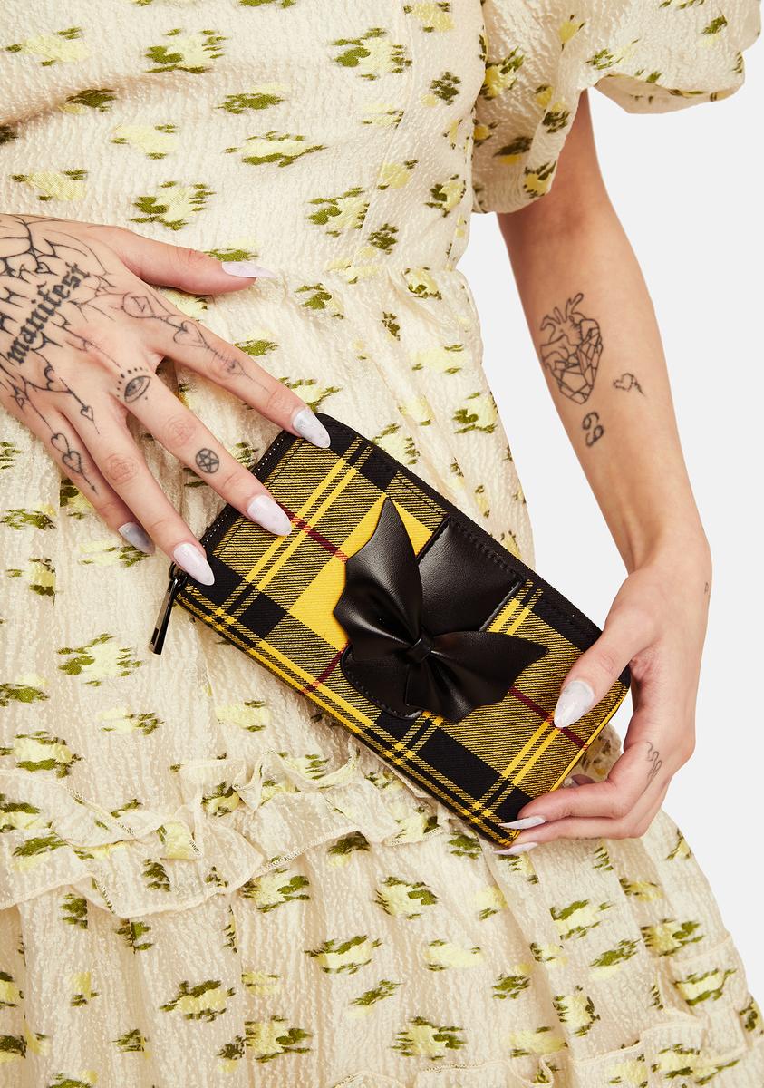 Lost Queen Plaid Bat Wallet - Yellow – Dolls Kill