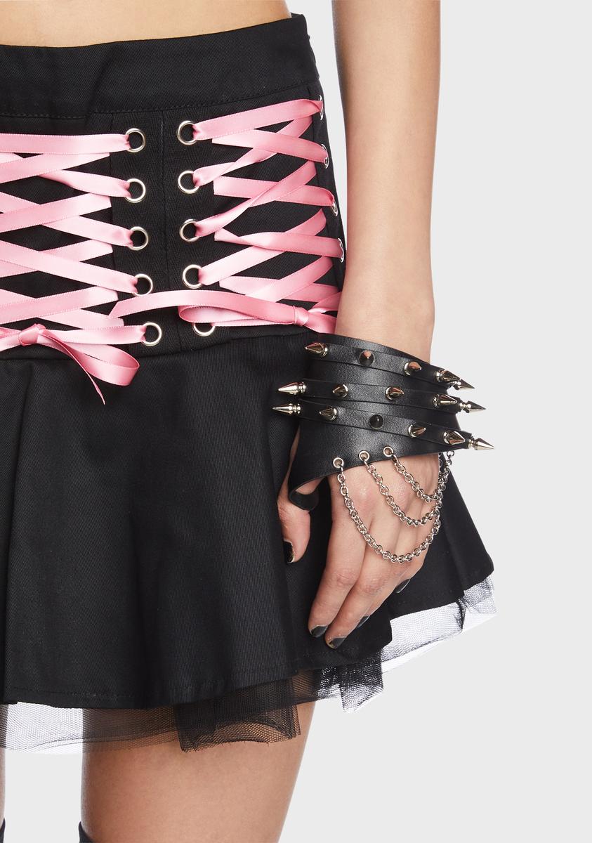 Vegan Leather Studded Hand Cuff - Black – Dolls Kill