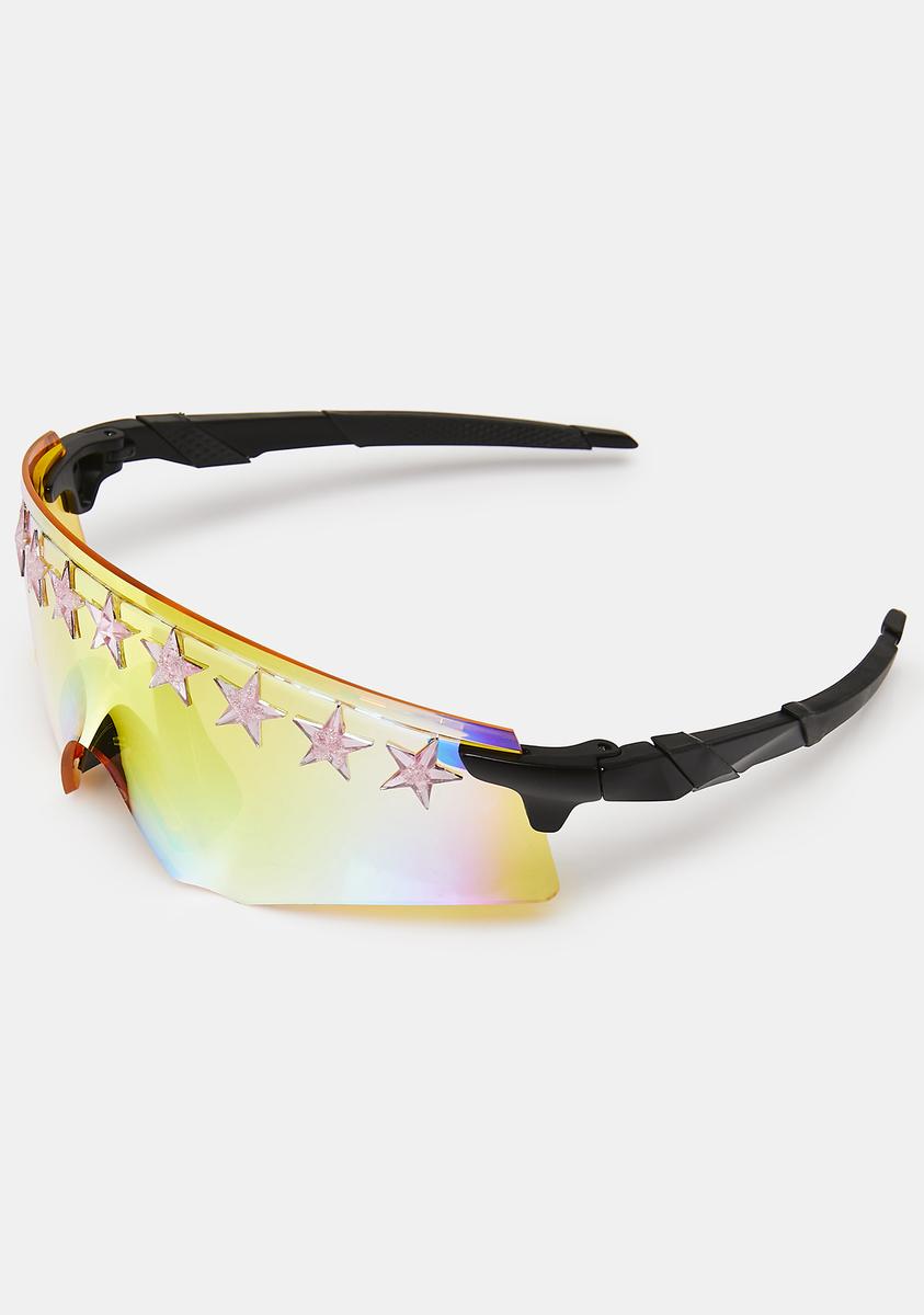 Star Stud Shield Sunglasses - Pink – Dolls Kill