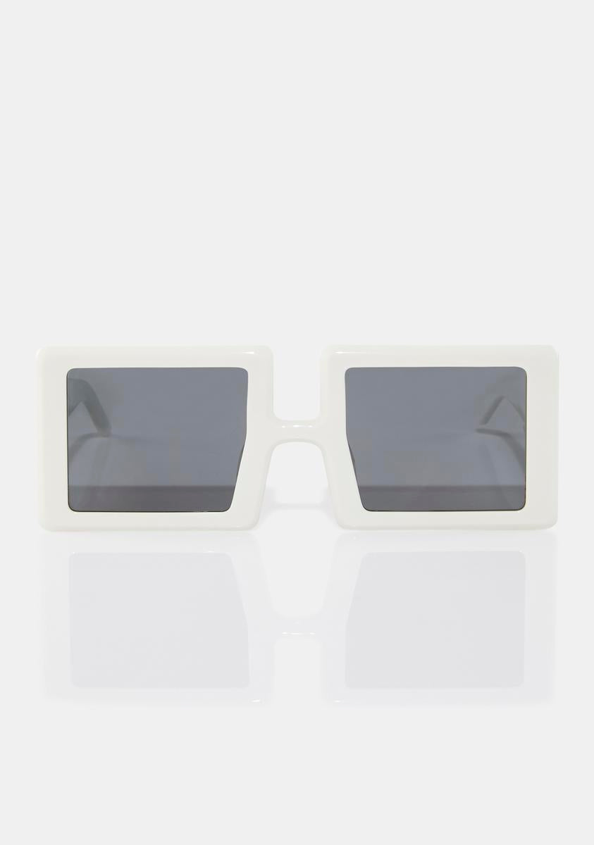 XO Besame Oversized Square Logo Sunglasses - White – Dolls Kill