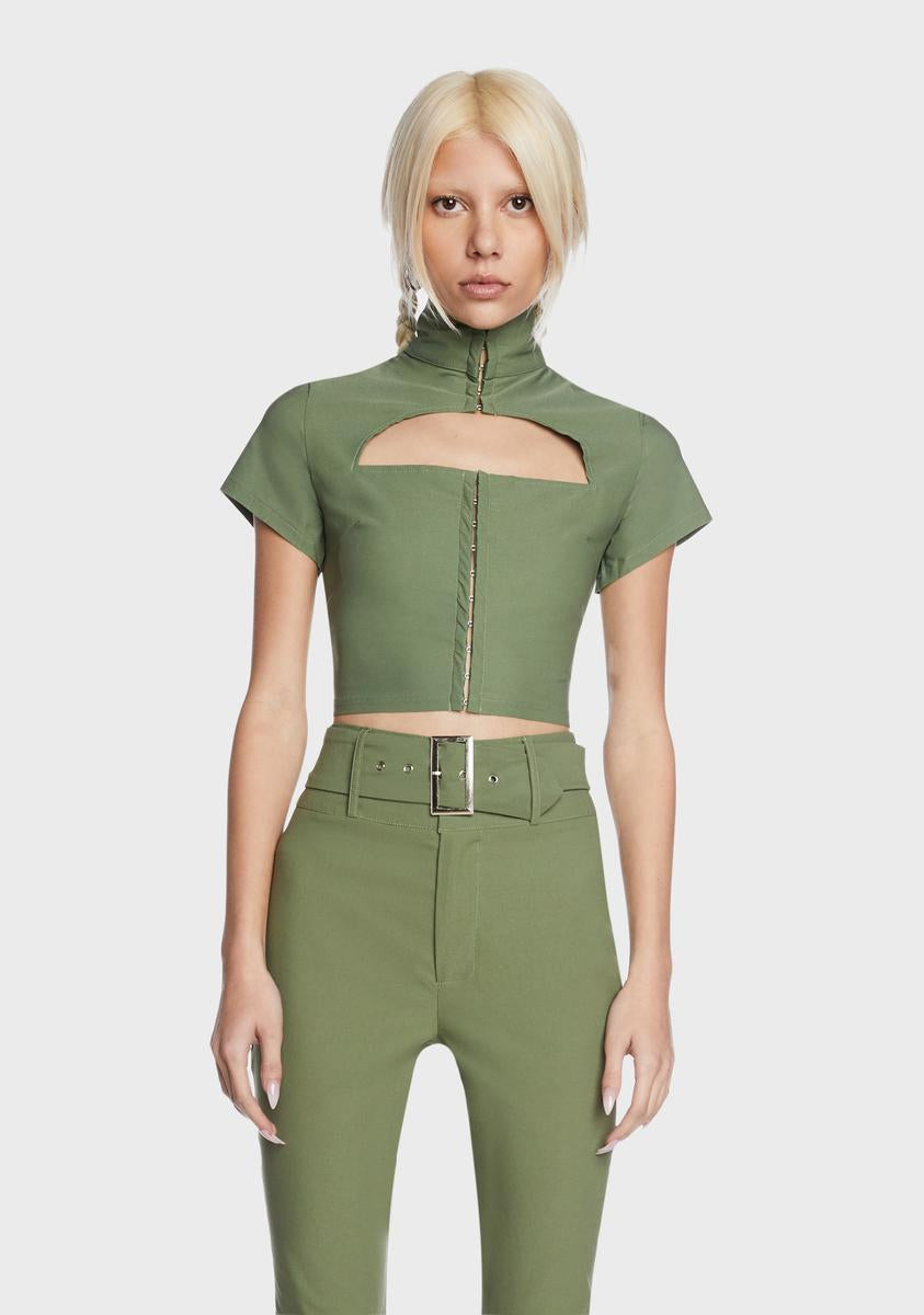 Daisy Street Cut Out Crop Top - Green – Dolls Kill