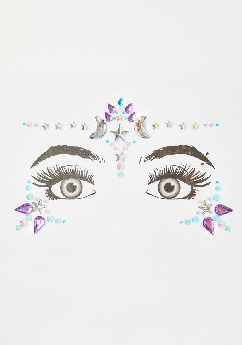 Star Moon Face Gems - Purple Blue Silver – Dolls Kill