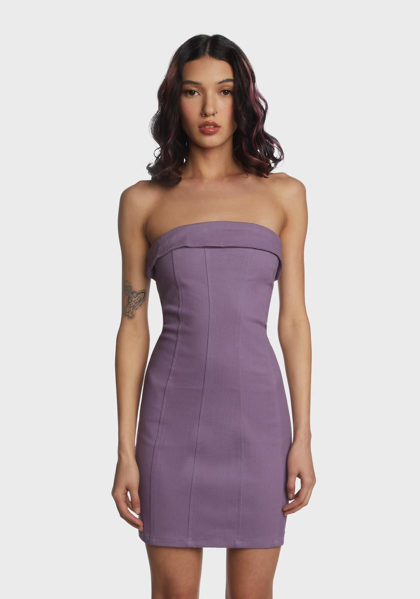 Strapless Foldover Mini Dress - Purple – Dolls Kill