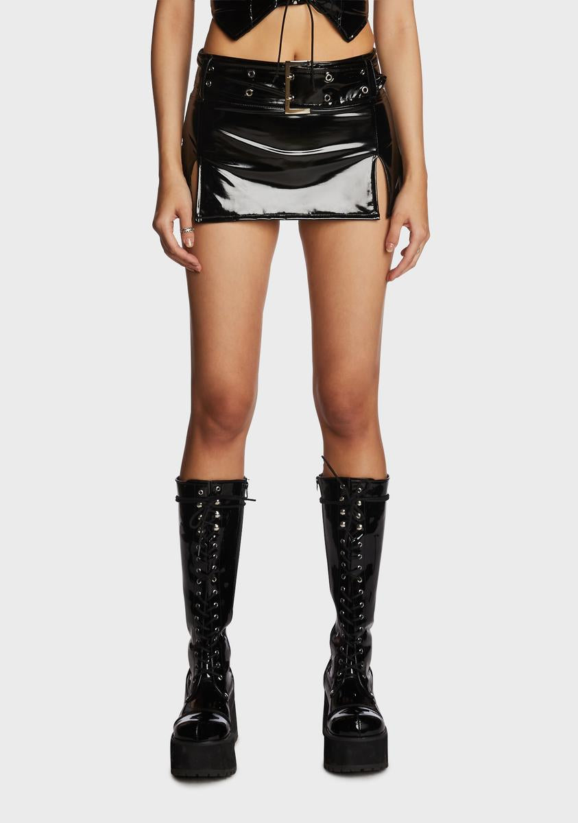 Forbidden Clothing Vinyl Low Rise Micro Mini Skirt - Black – Dolls Kill