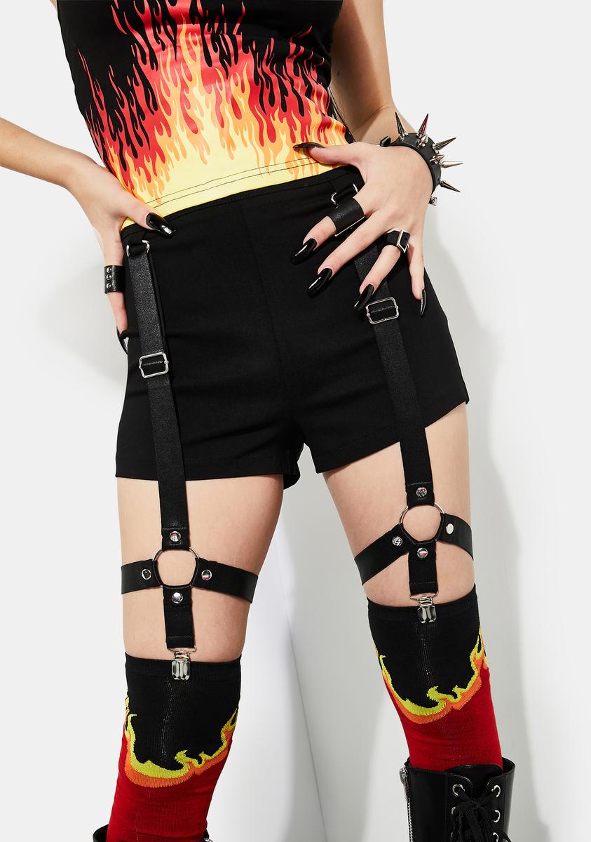 Current Mood Hot Shorts With O-Ring Garters - Black – Dolls Kill